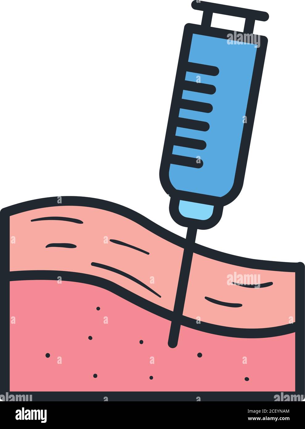 injection on skin line and fill style icon design of Medical care ...