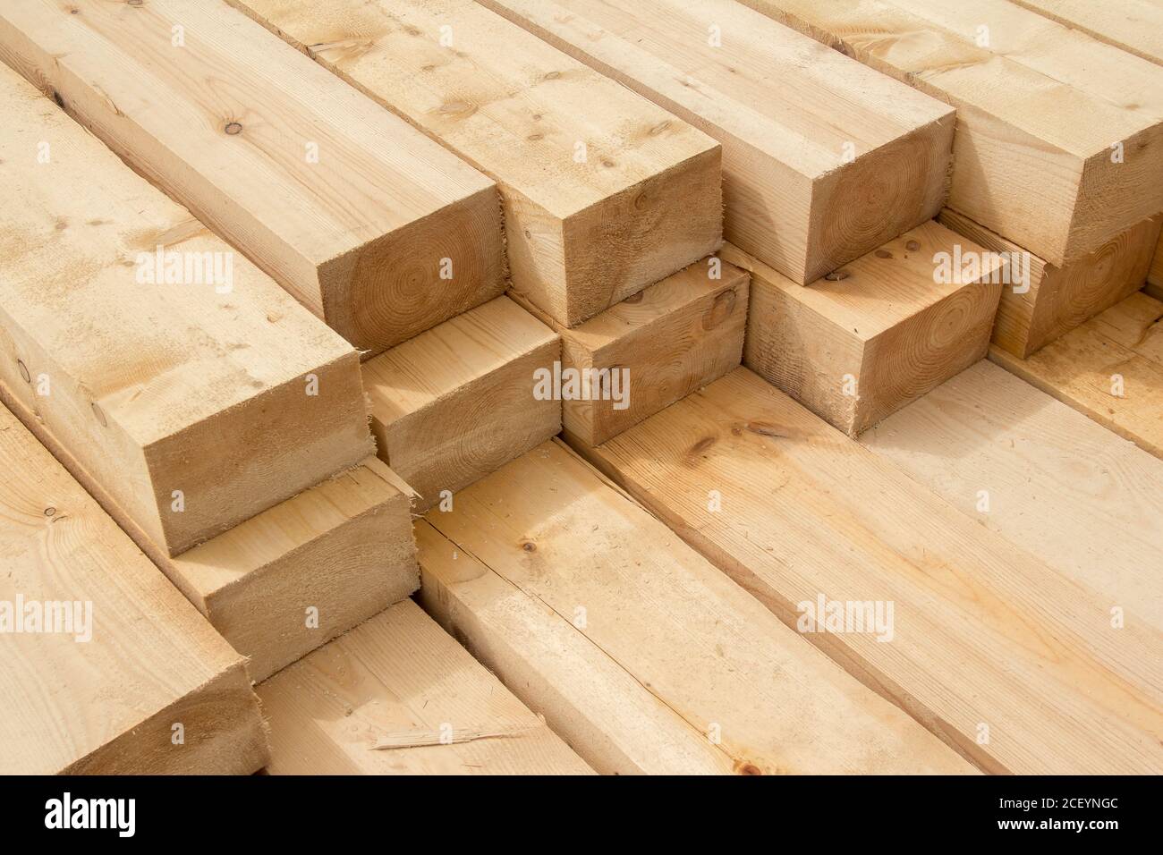 Stack of wooden squared beams for construction. Material for the ...