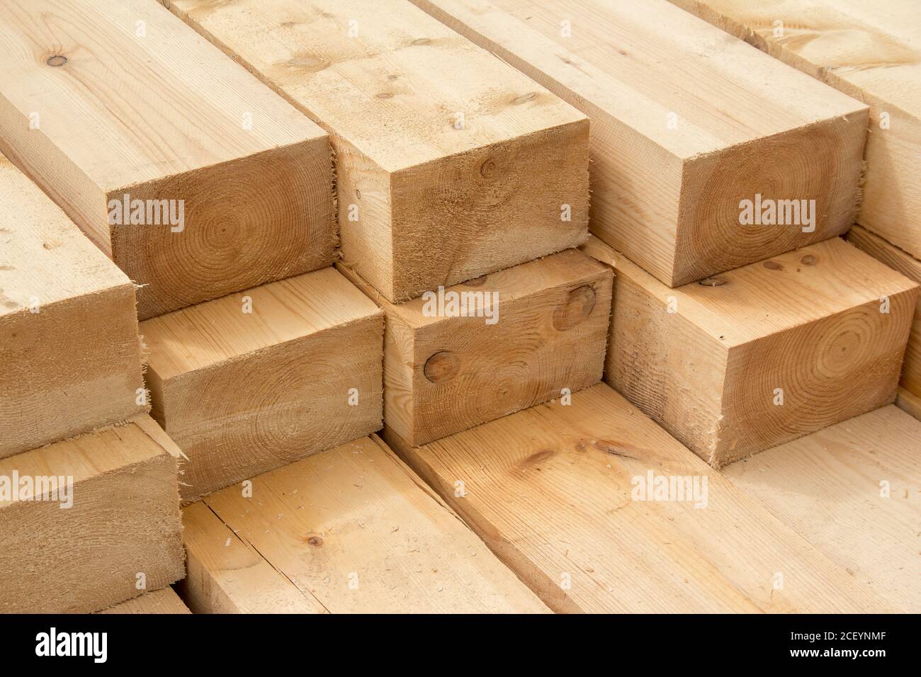 Stack of wooden squared beams for construction. Material for the ...