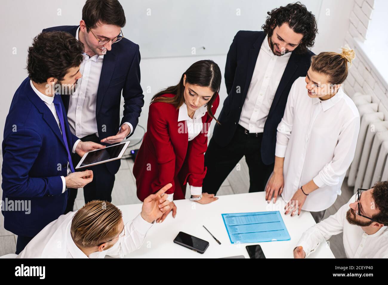 friendly business people co-working in modern office, enjoy working ...