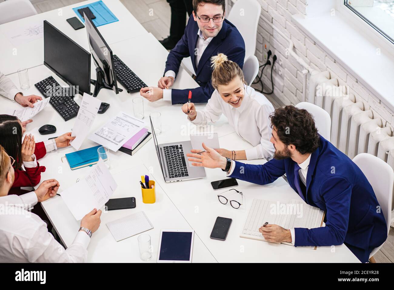 young business people have successful interaction, diverse ladies and ...