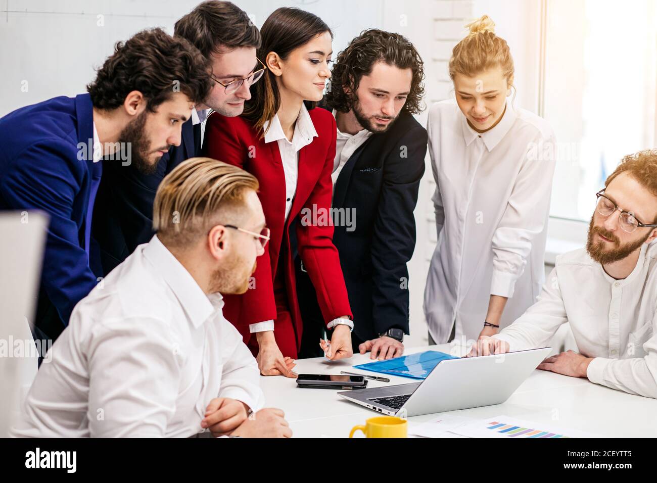 business coworking in office, young business people enjoy working ...