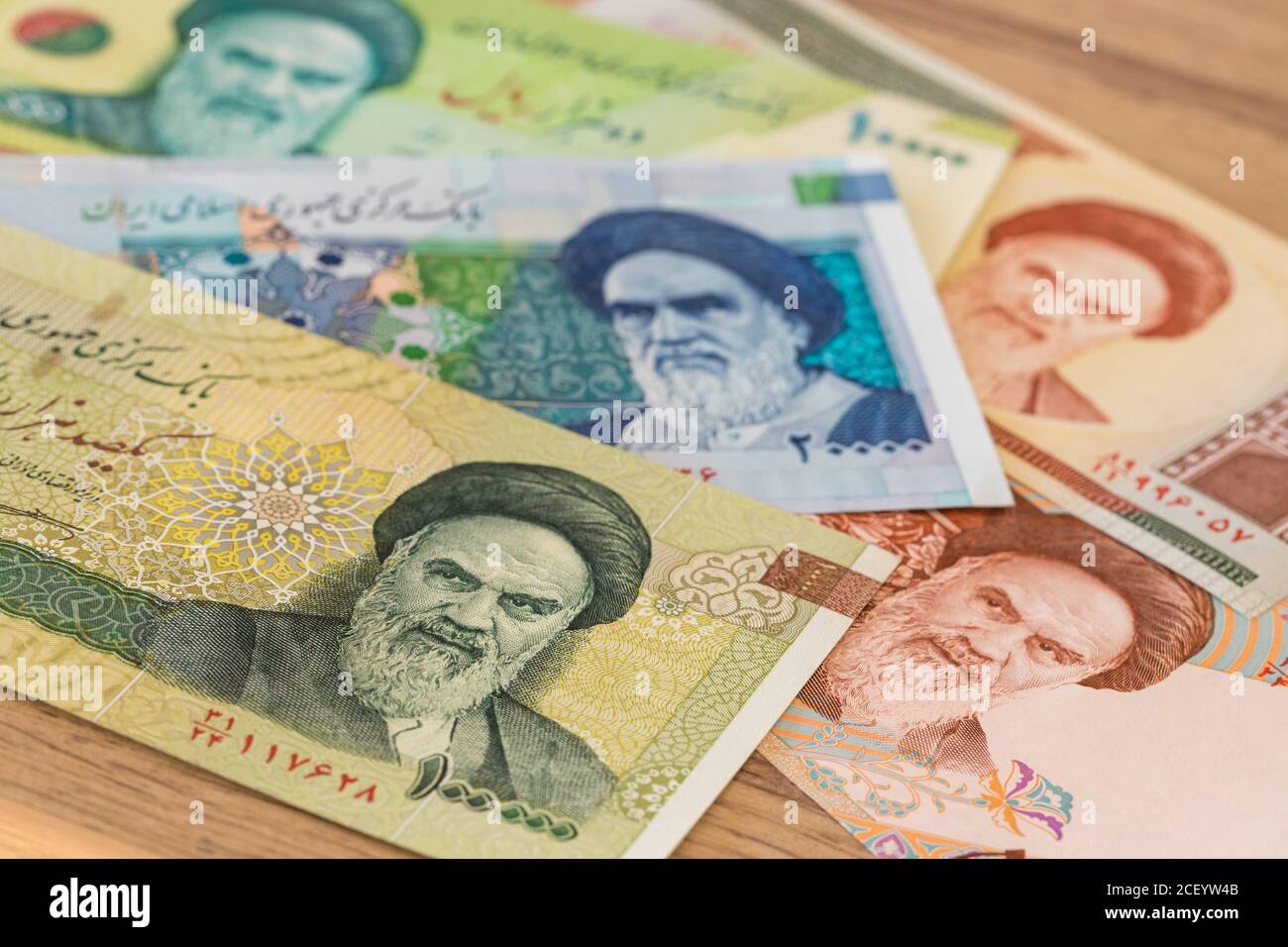 Iranian currency, Rials, Various paper banknotes Stock Photo - Alamy