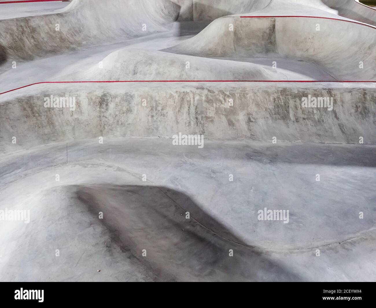Concrete skate park with bowls and ramps. Full screen photo Stock Photo ...