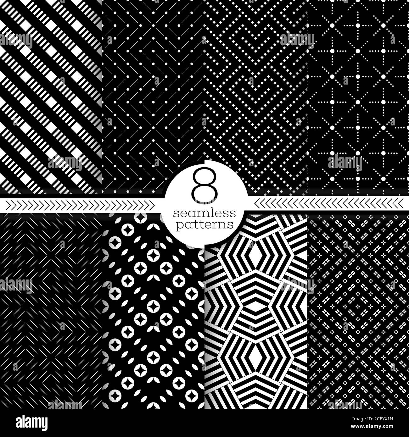 Set of vector seamless patterns. Modern stylish textures. Regularly ...