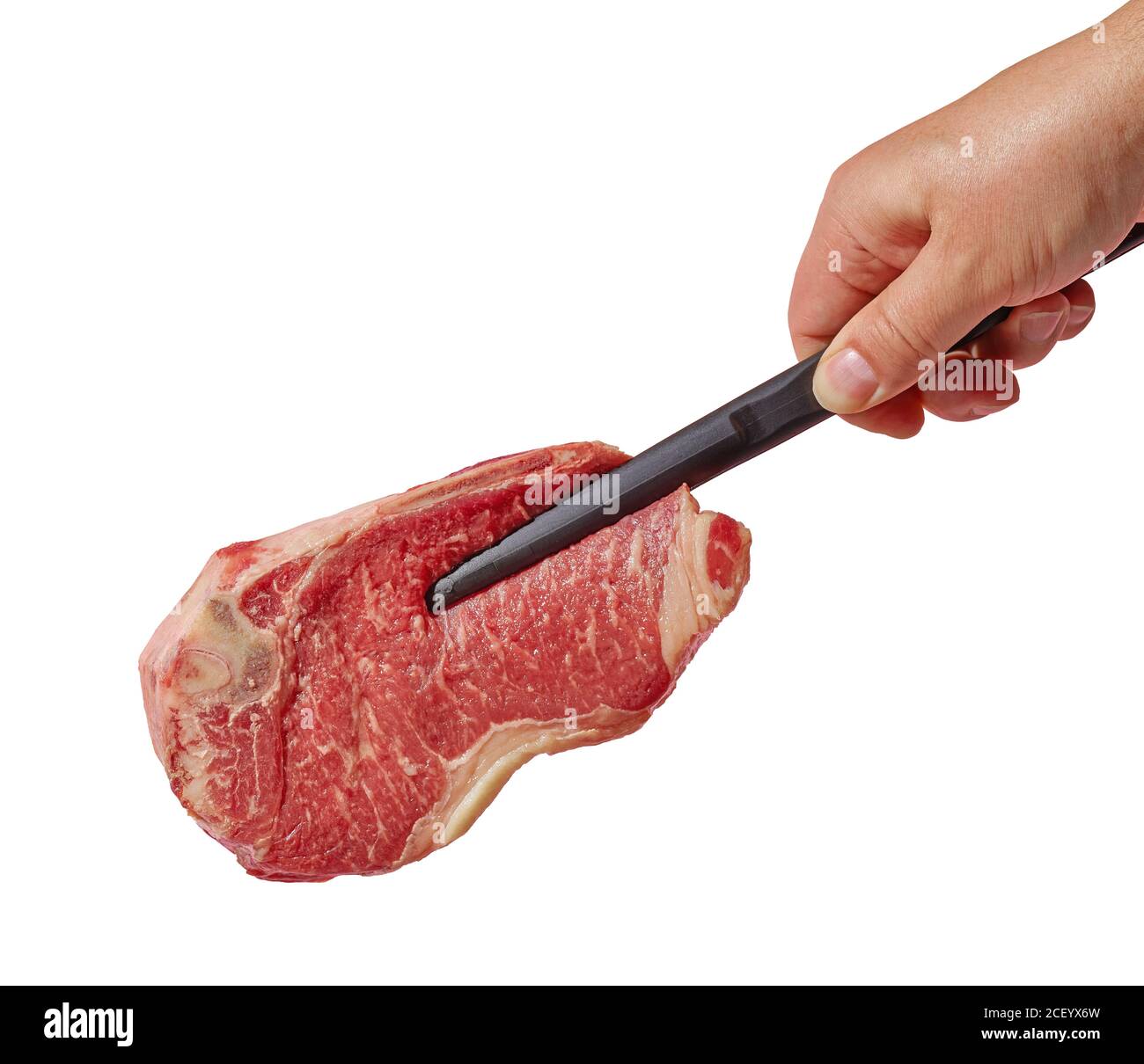 fresh raw beef steak meat isolated on white background Stock Photo - Alamy