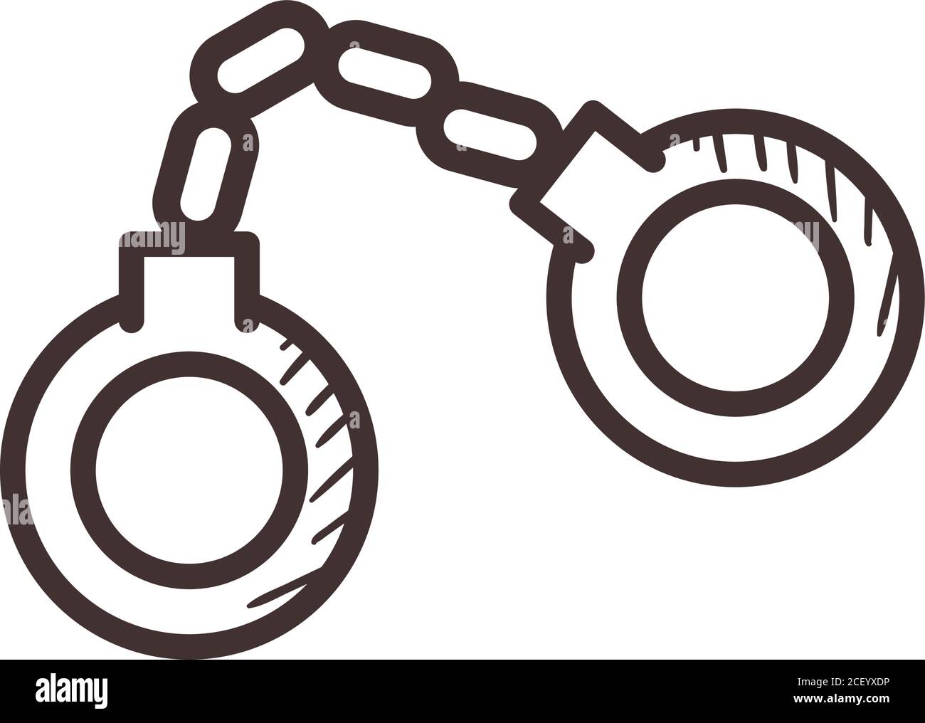 handcuffs line style icon design, Officer cop security law character ...