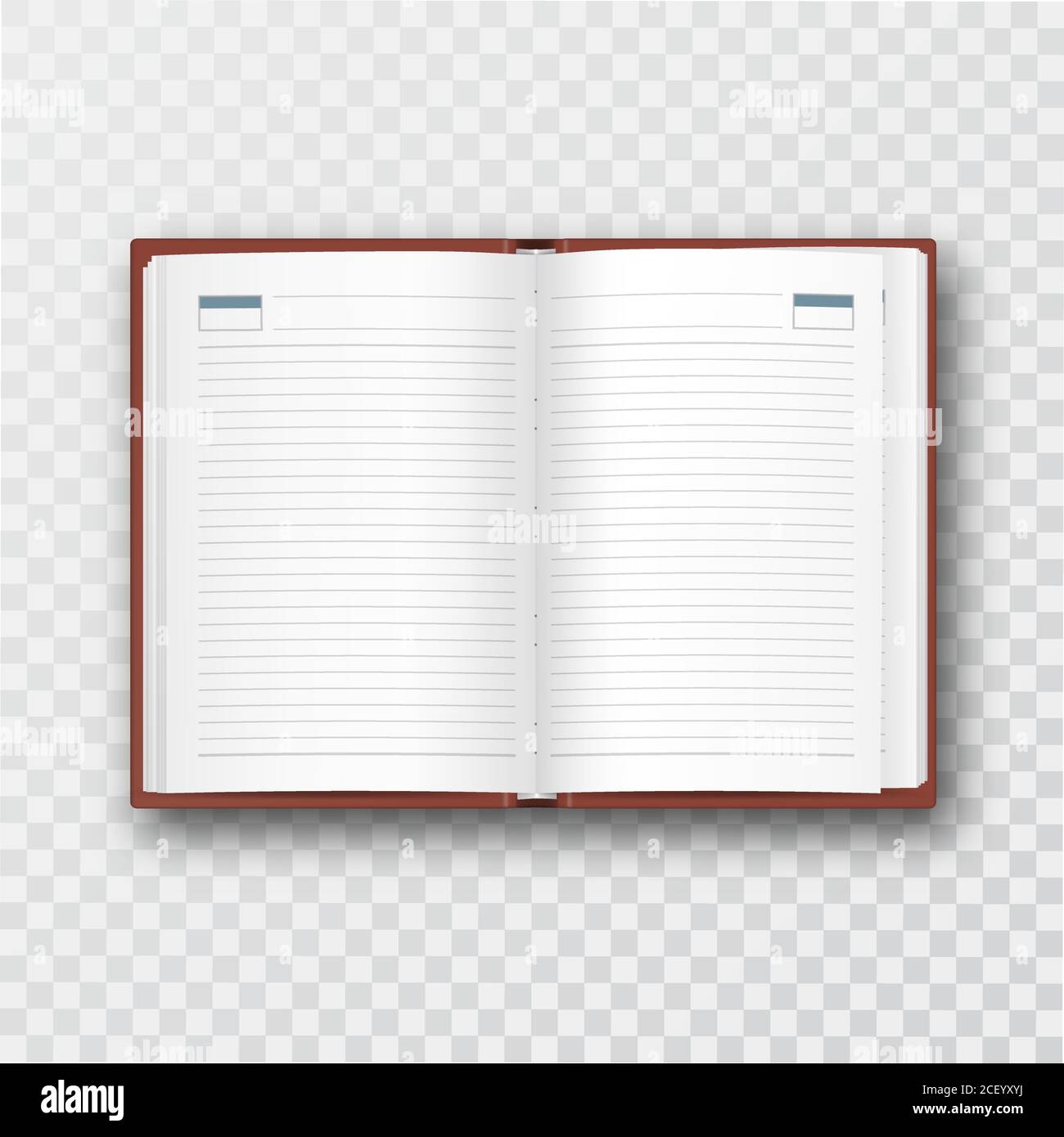 Disclosed notebook on isolated transparent background. The blank ruled ...