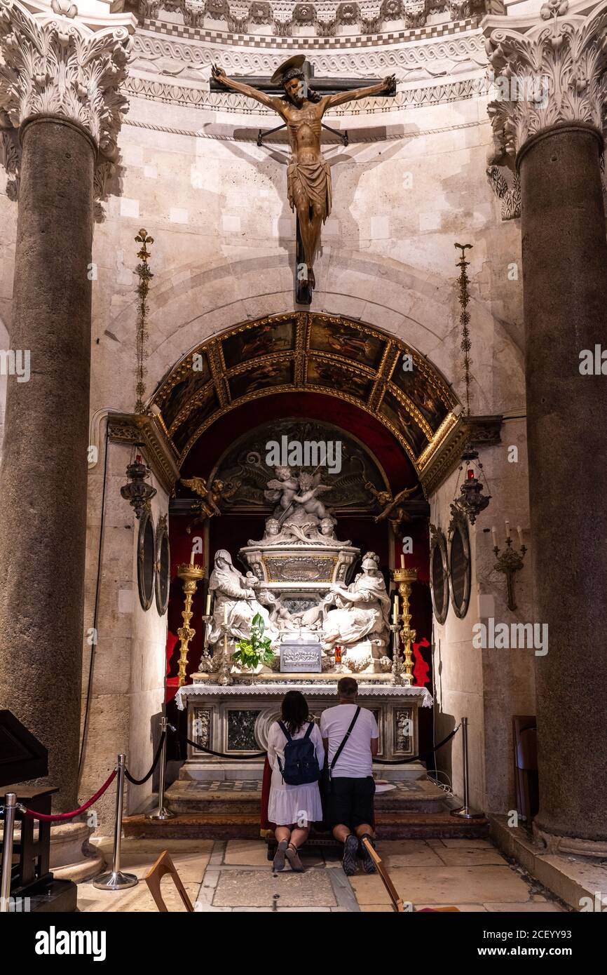 The interior of the ancient Cathedral of Saint Domnius in the ...