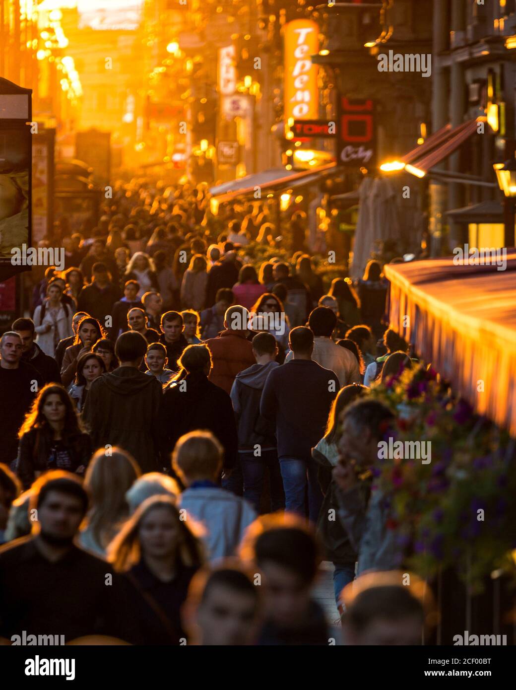 Crowded Street At Night
