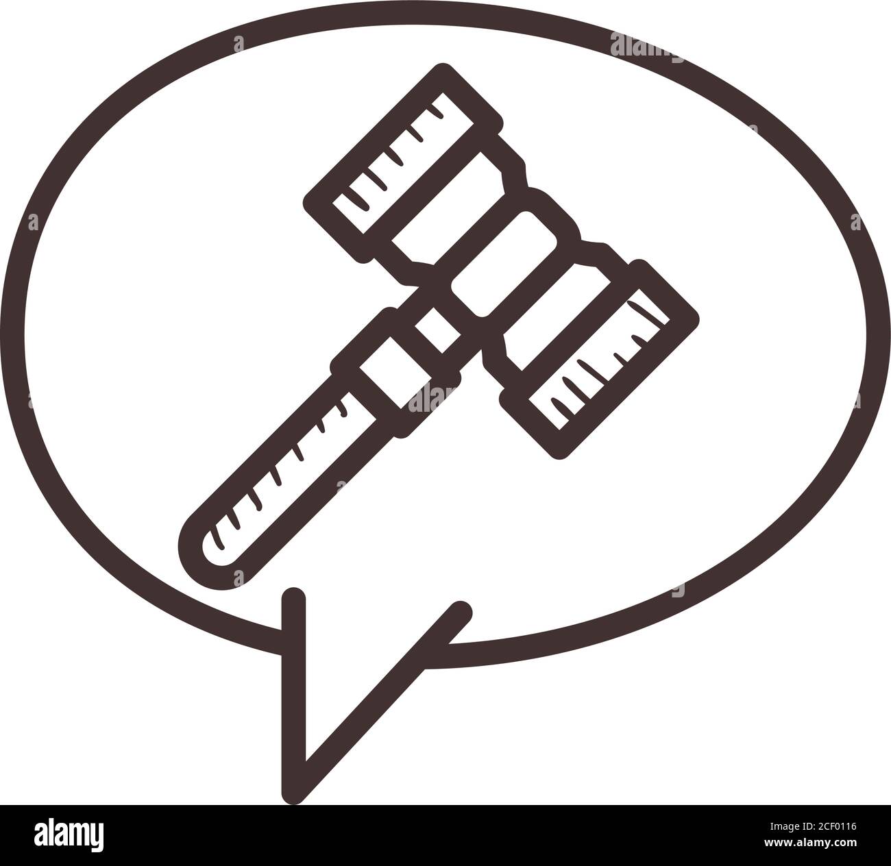 hammer in bubble line style icon design, Law justice legal judgment and ...
