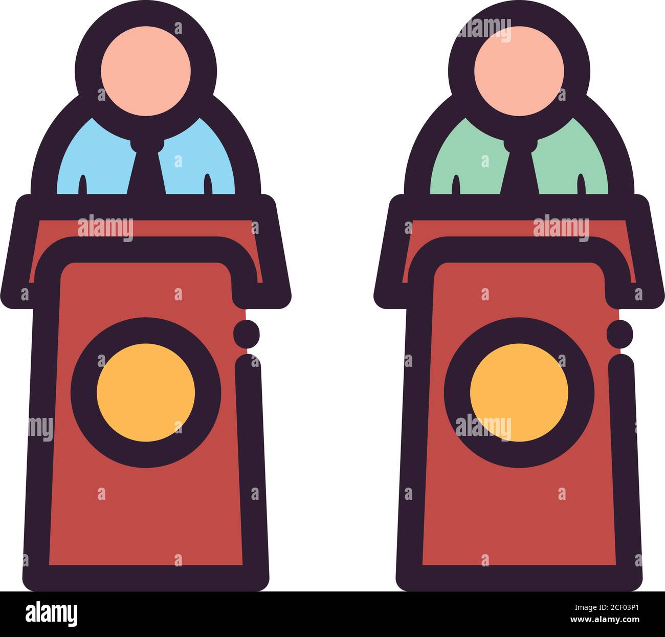 presidents on podiums line and fill style icon design, election ...