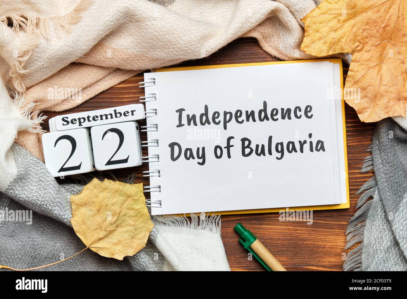Independence Day of Bulgaria of autumn month calendar september Stock ...