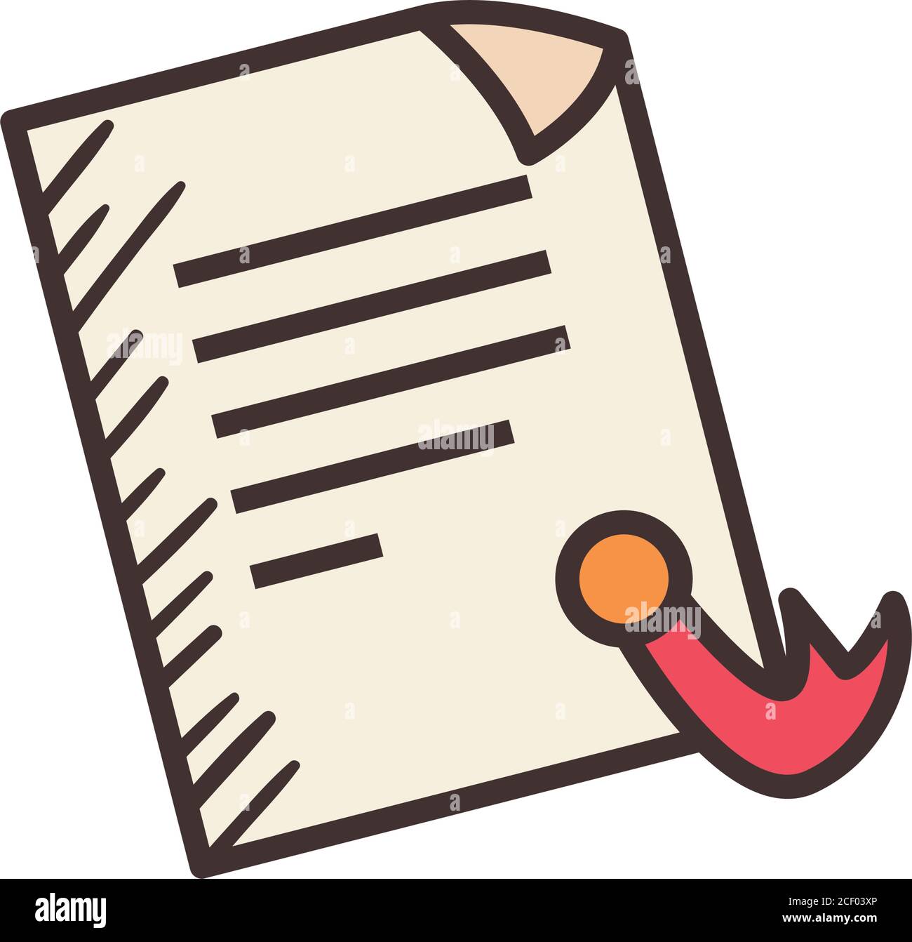 Document paper with seal stamp line and fill style icon design, Data archive and information ...