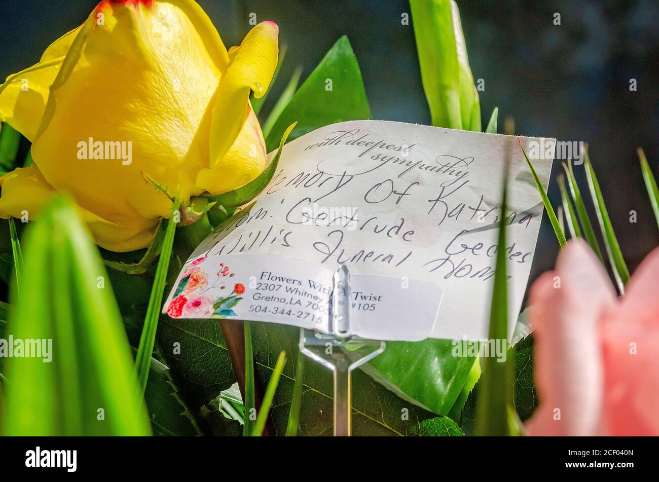 Flowers are placed in front of mausoleums for unknown hurricane victims ...
