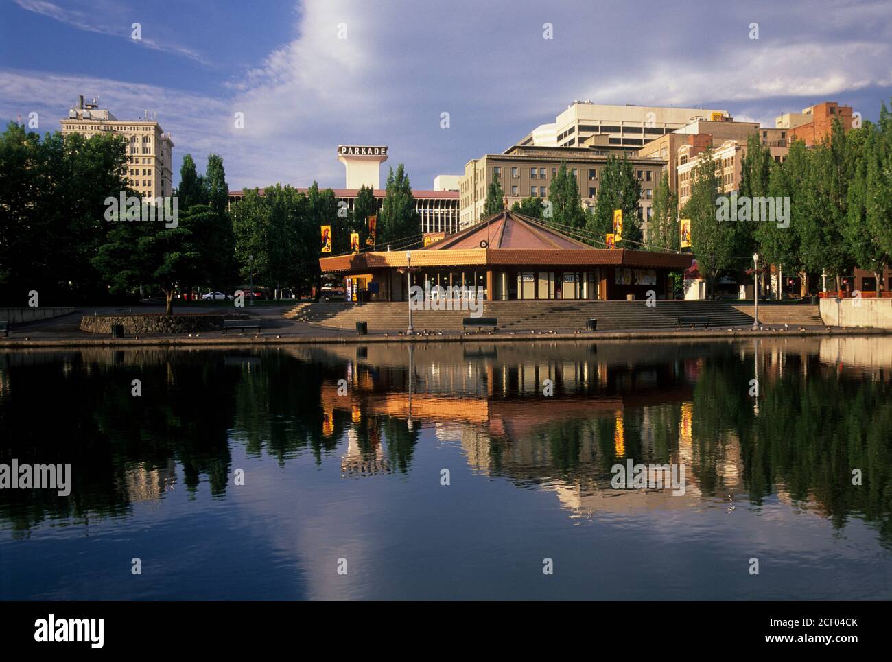 Looff Carousel reflection, Riverfront Park, Spokane, Washington Stock ...