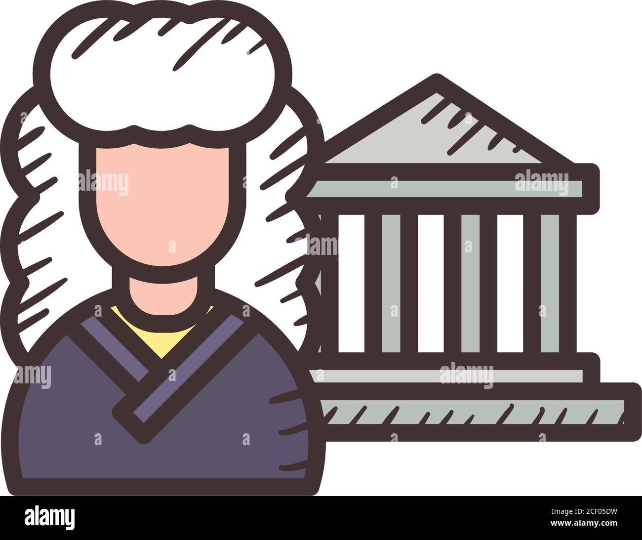 judge man with courthouse line and fill style icon design, Law justice ...