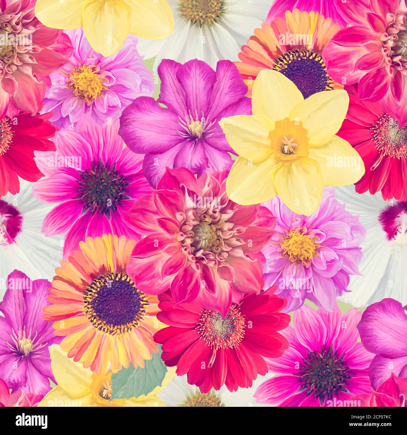 Seamless floral design with colorful flowers for background, Endless ...