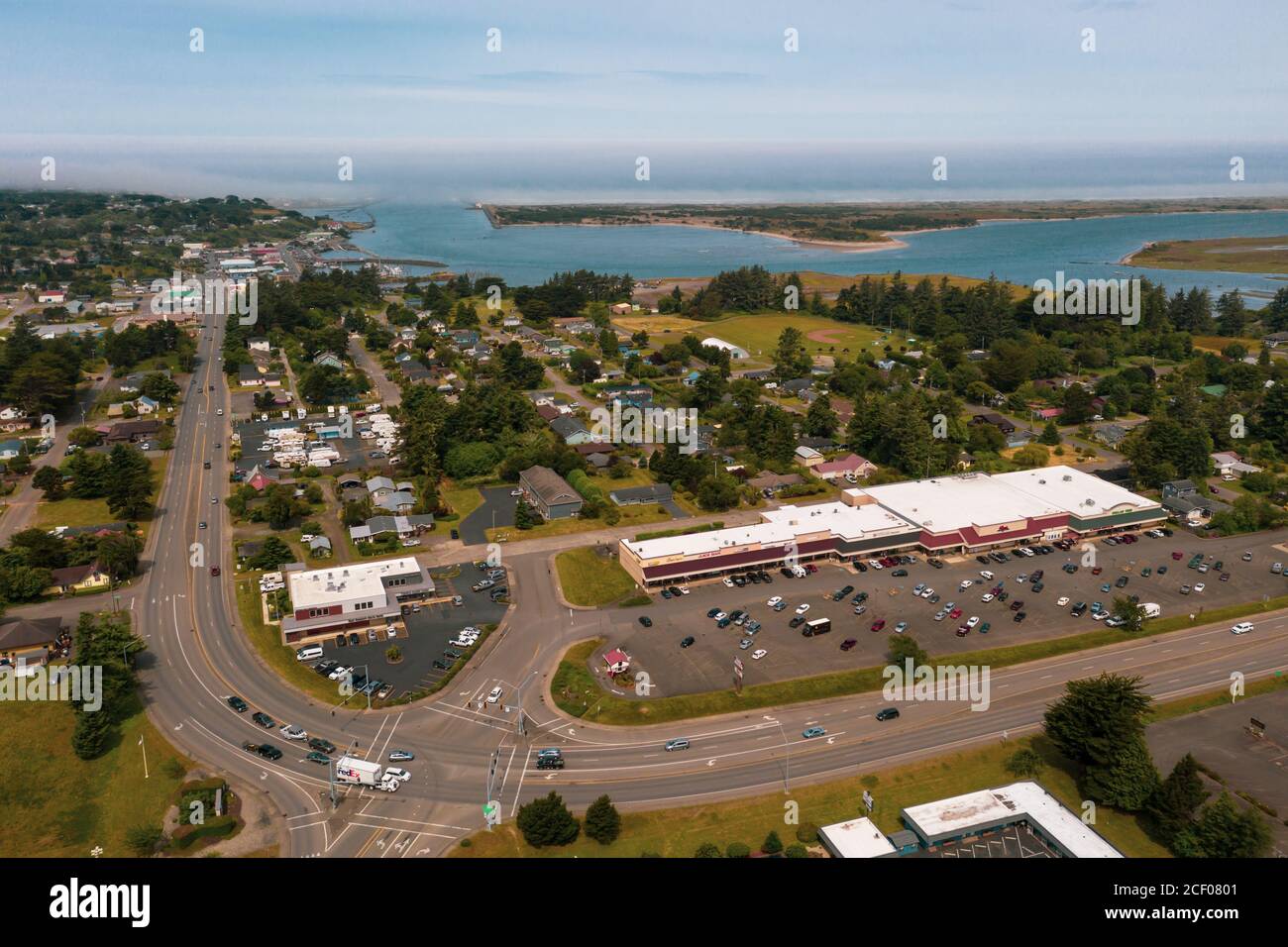 Aerial of the little town of Bandon in Oregon, USA Stock Photo - Alamy
