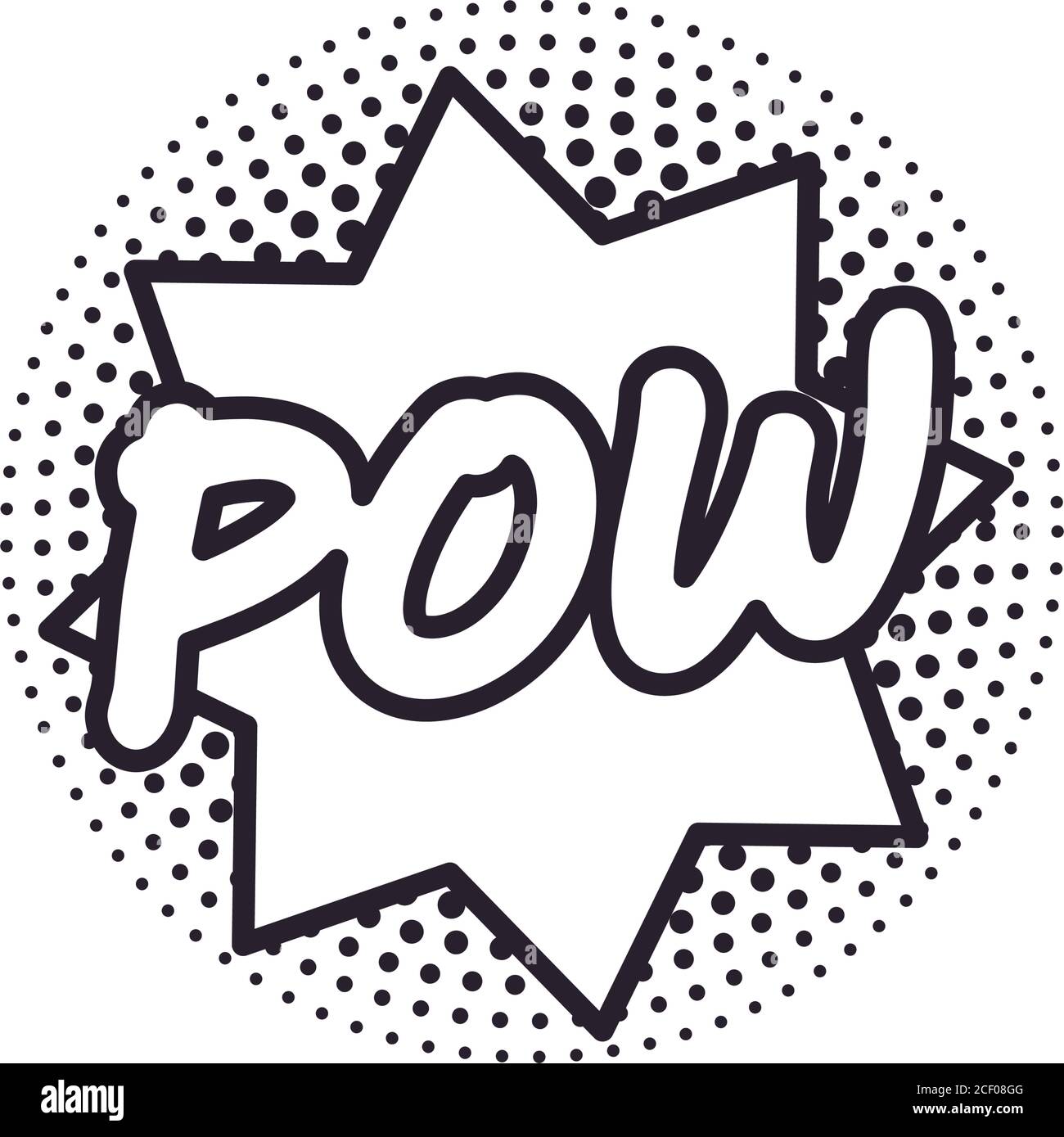 pow explosion bubble line style icon design of pop art retro expression ...