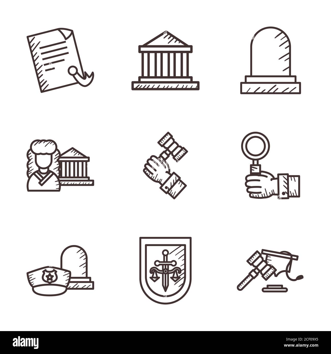 line style icons collection design, Law justice legal judgment and ...