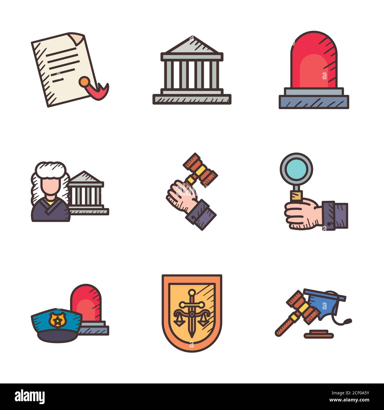 line and fill style icons collection design, Law justice legal judgment ...