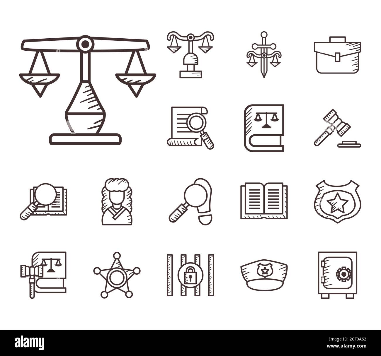 line style collection of icons design, Law justice legal judgment and ...