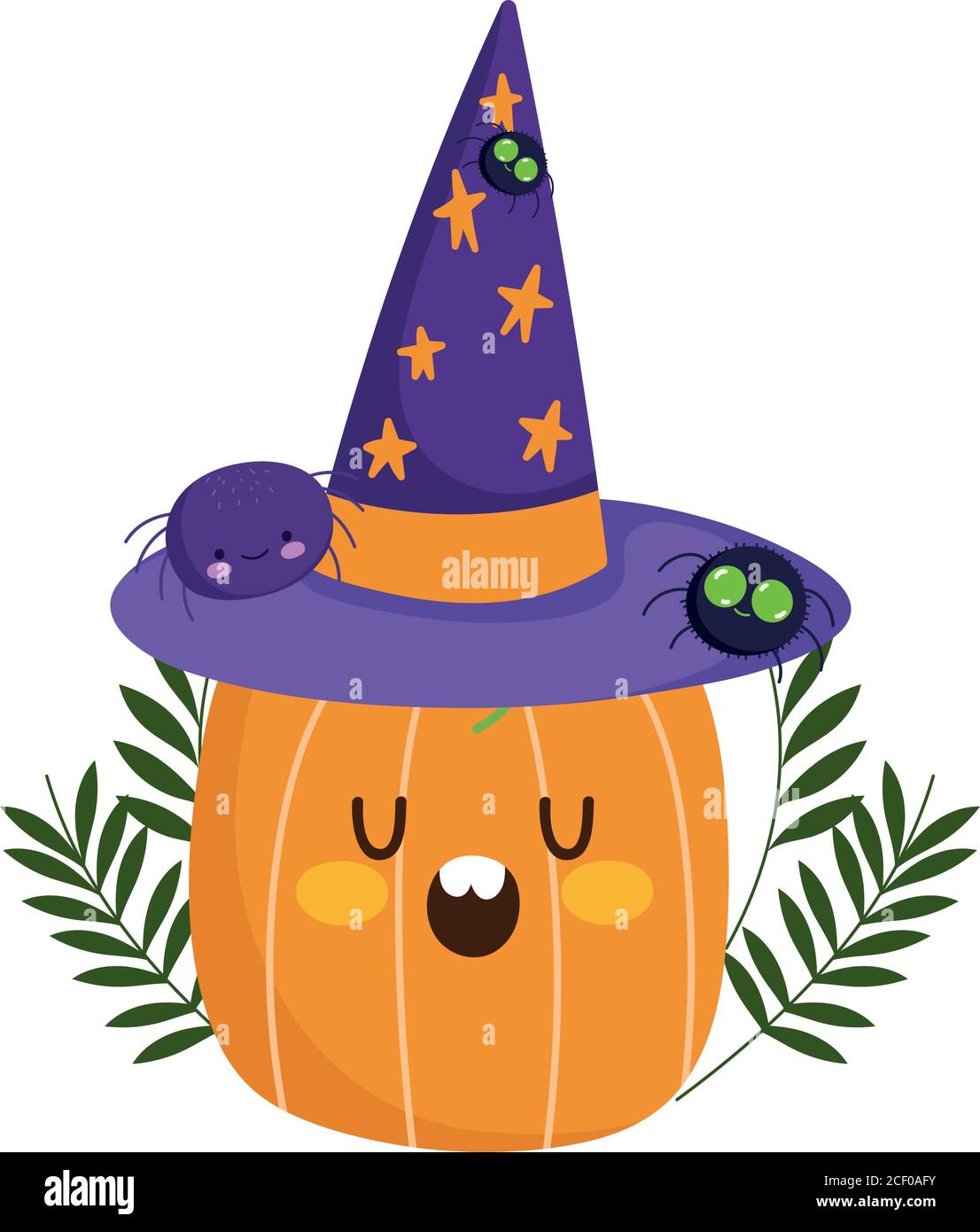 happy halloween, pumpkin with witch hat spiders web trick or treat ...