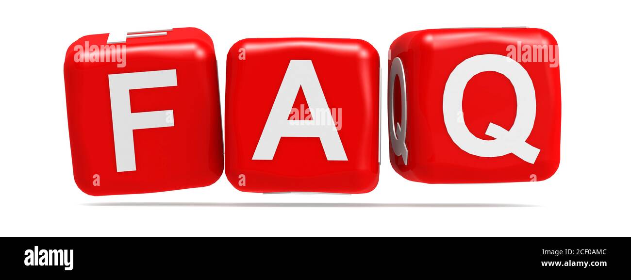 FAQ word on blocks with letters, 3D rendering Stock Photo - Alamy