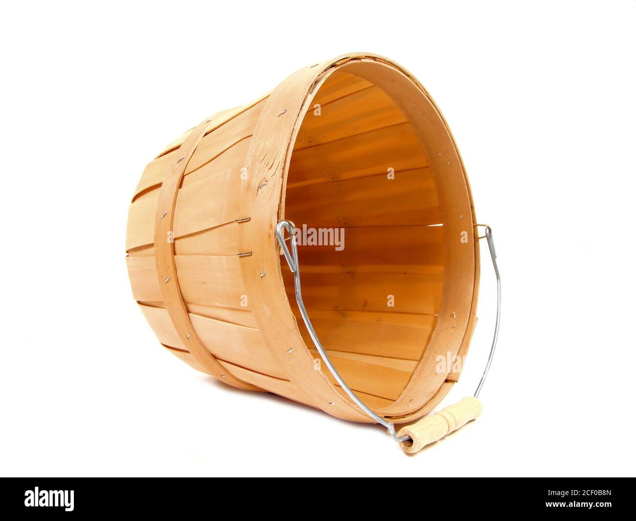 Empty wooden harvest bucket isolated on a white background Stock Photo ...