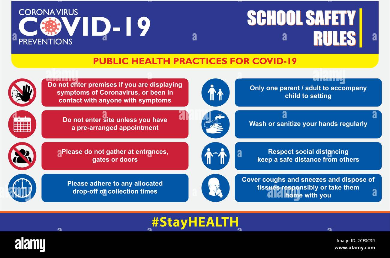 The school safety rules poster or public health practices for covid-19 ...