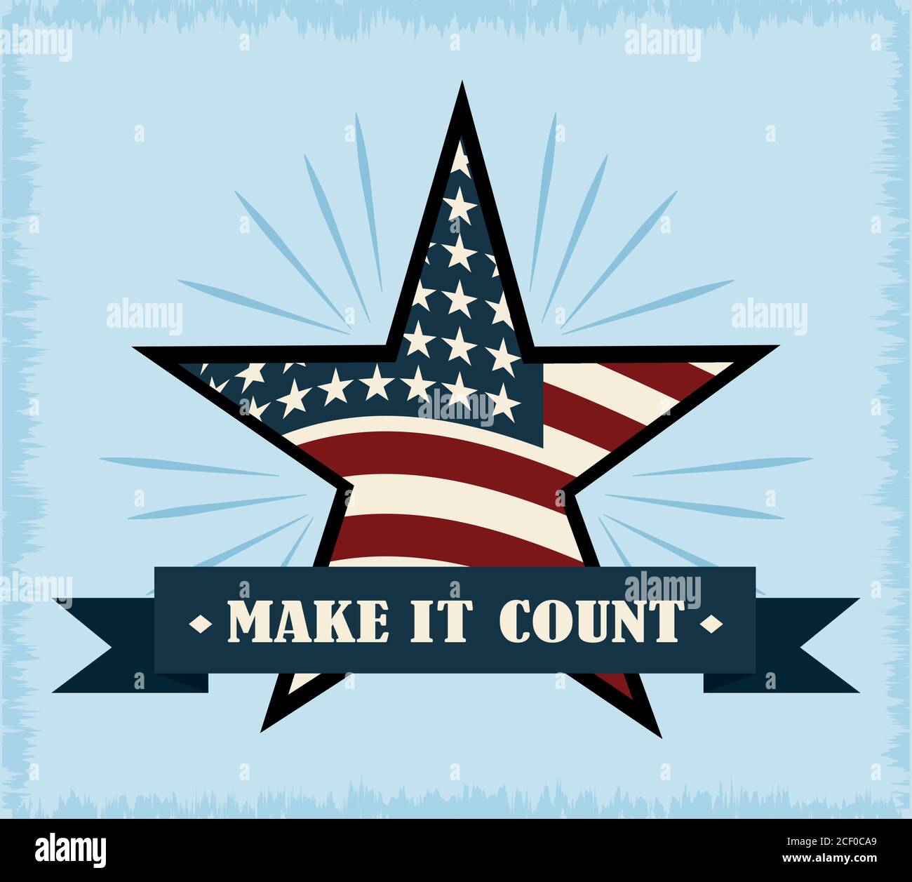 american flag in star and ribbon emblem, politics voting and elections ...