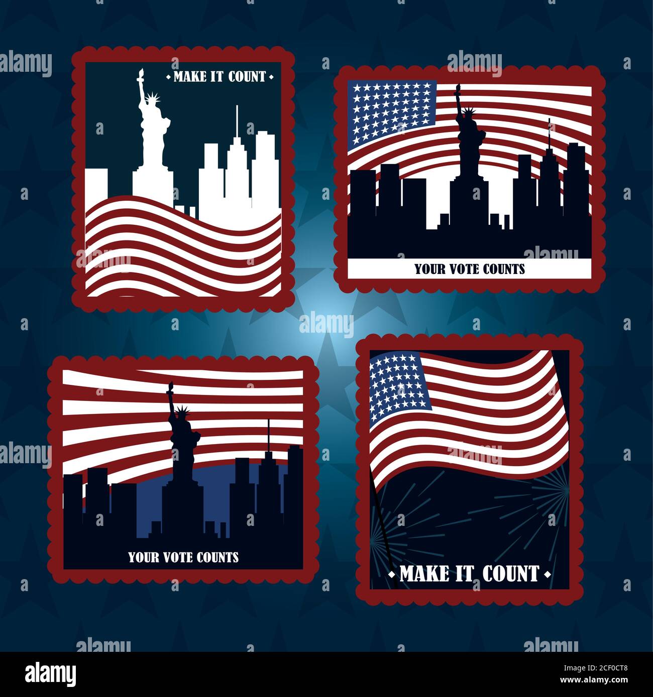 set post stamp american flags city NY your vote counts, politics voting ...