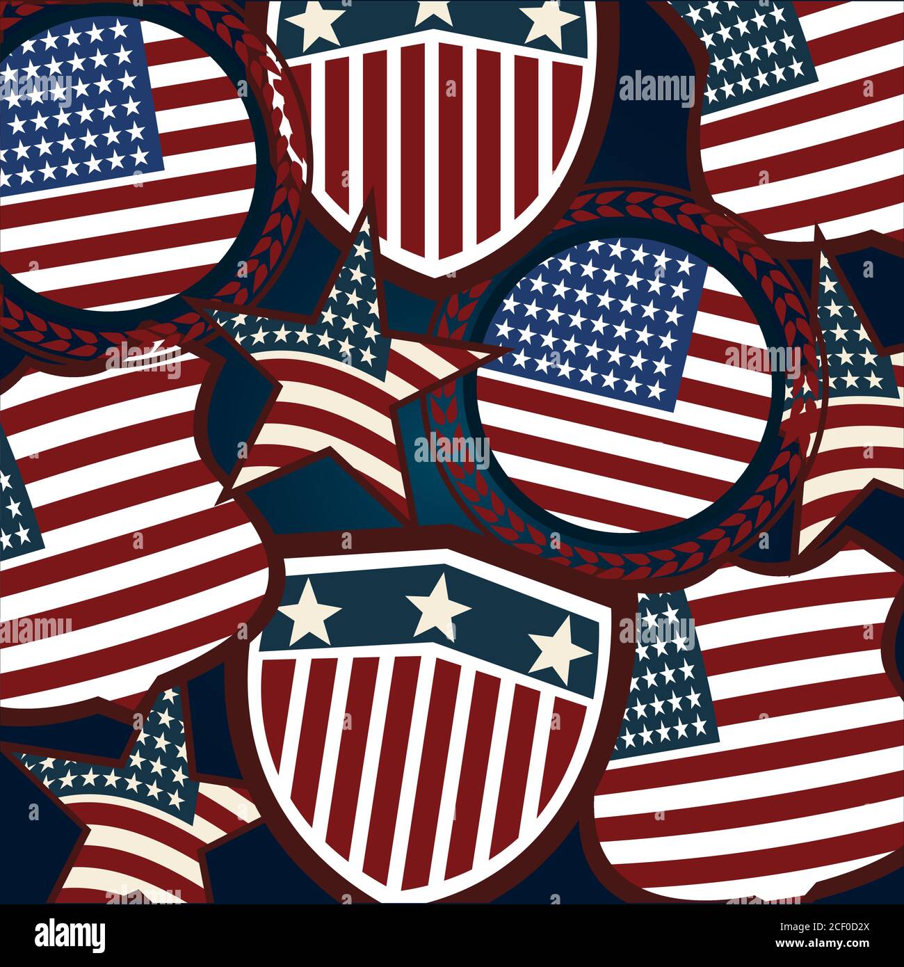 collection american flags shields stars and labels, politics voting and ...