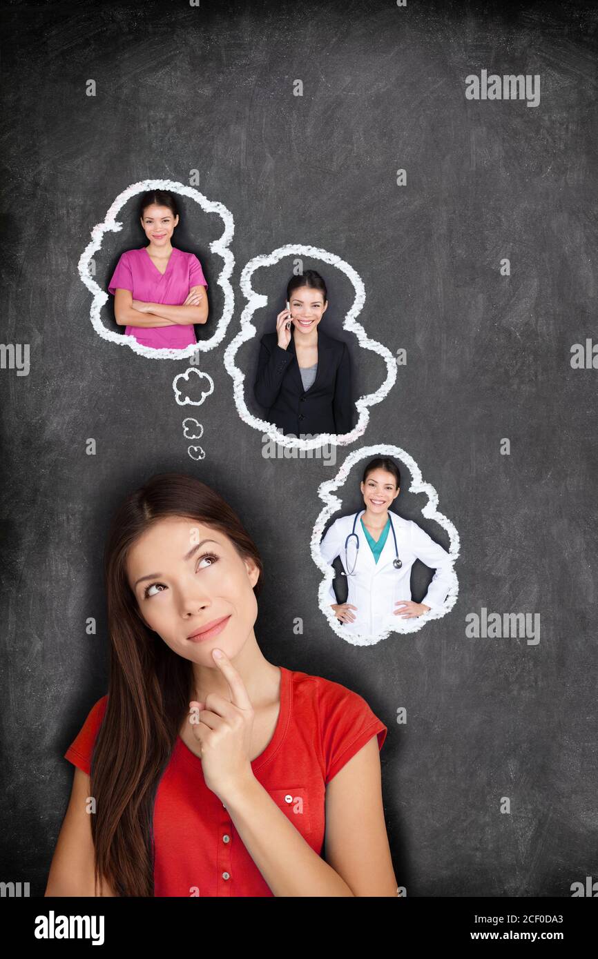 Student choosing career for education chalkboard Stock Photo - Alamy