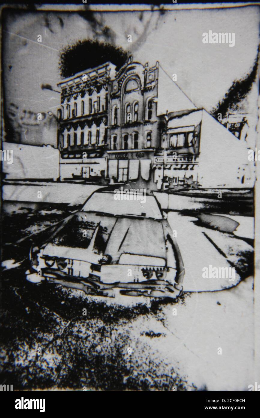 Fine 1970s vintage black and white creative photography of a high ...