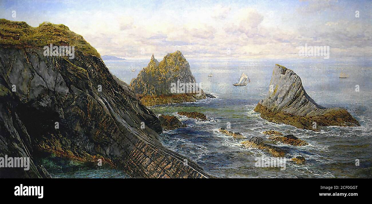 Brett John - a Coastal Landscape - British School - 19th Century Stock ...