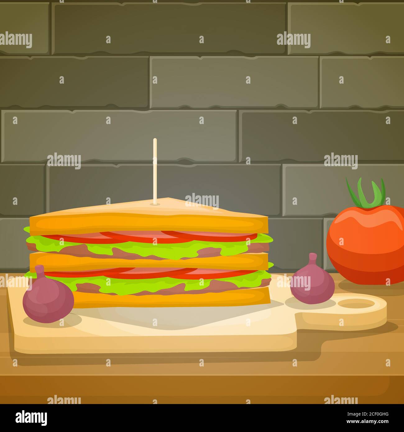 Sandwich Food Photography Delicious Tasty Menu on Table Illustration ...