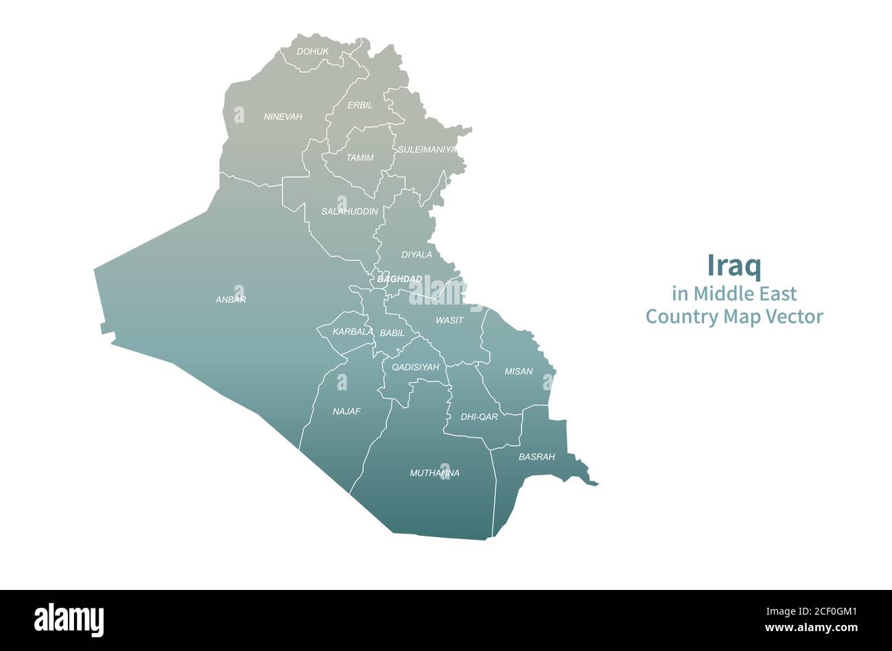Iraq vector map. Middle East Country Map Green Series Stock Vector ...
