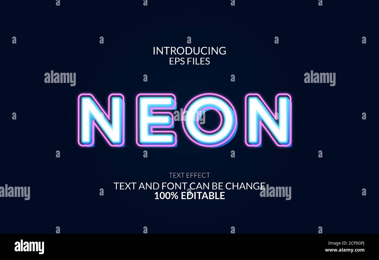 glow neon font effect. editable font and text. pink outline and white ...