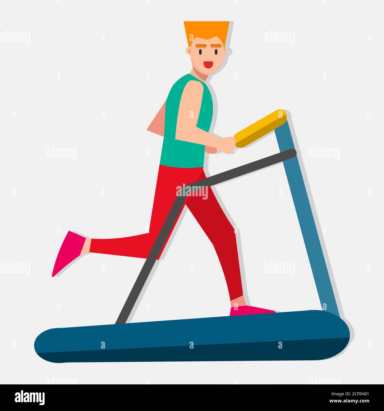 man workout using treadmill vector illustration in flat style Stock ...