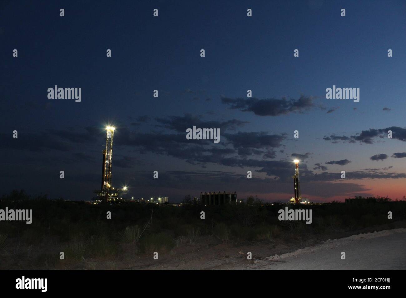 Amazing view of oil and gas drilling rigs in the Permian Basin of west ...