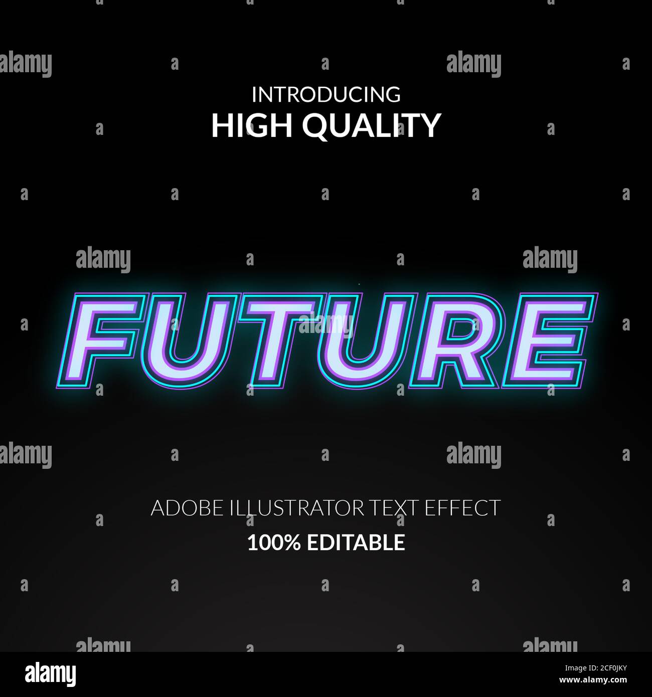 Modern future bold editable text effect with glow purple cyan neon ...