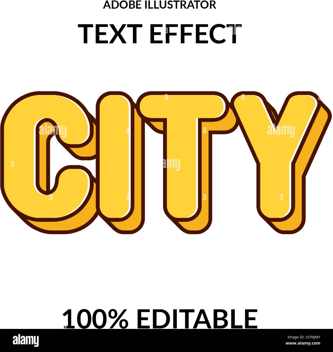 city fun comic round yellow editable adobe illustrator font effect for ...
