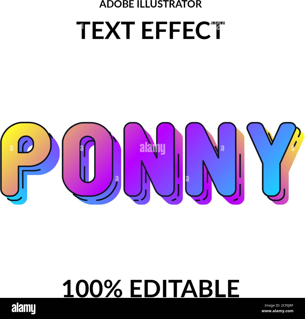 modern gradient vivid color round font adobe illustrator text effect ...