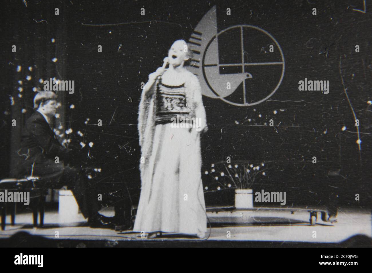 Fine 1970s vintage black and white photography of an adult singer ...
