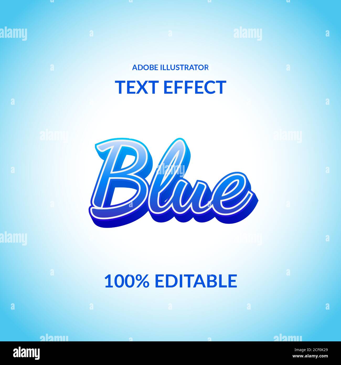 Modern script font 3D sea blue gradient editable text effect eps file ...