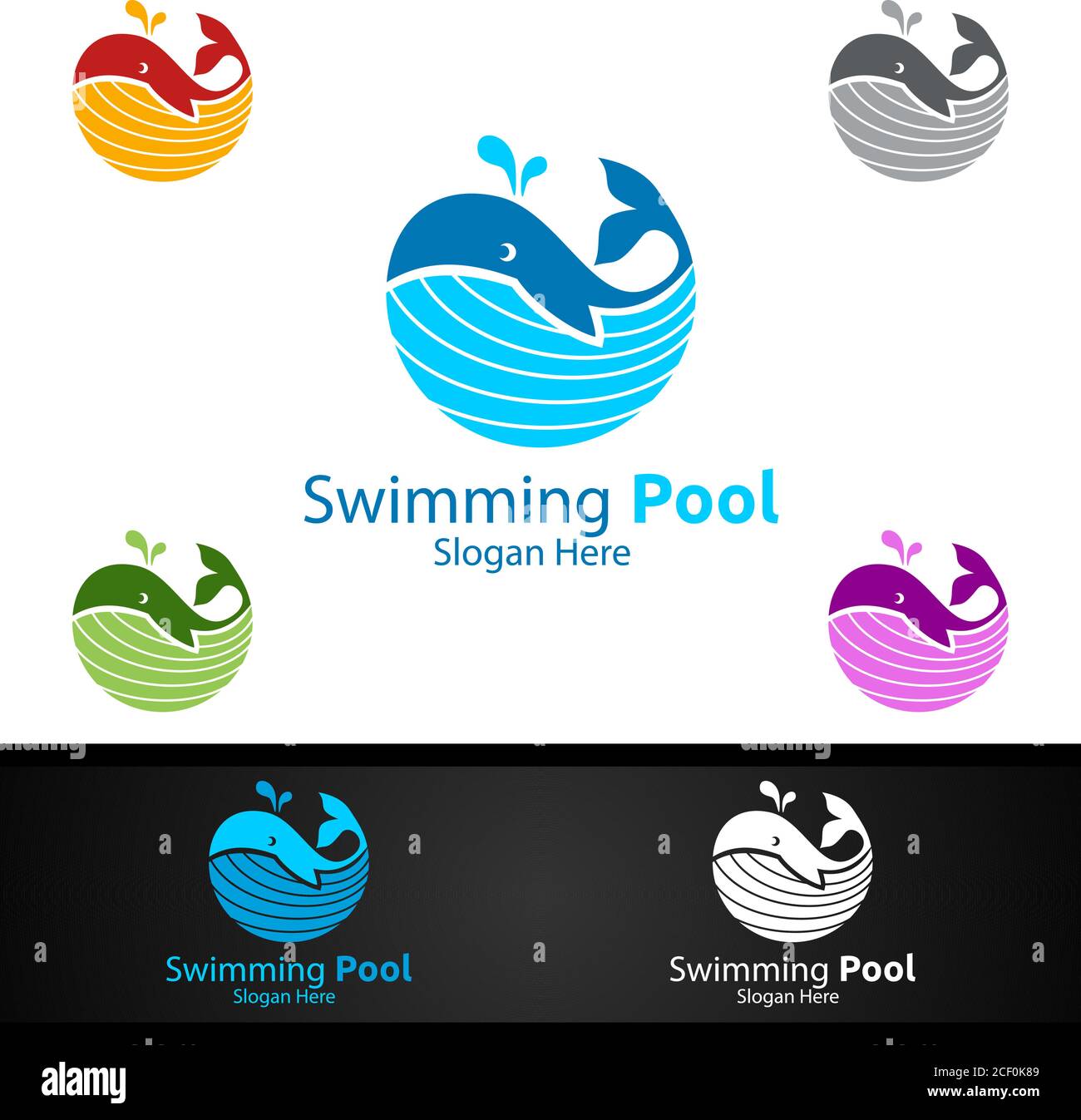 Whale Swimming Pool Service Logo with Cleaning Pool and Maintenance ...