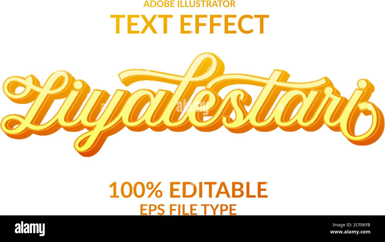 golden yellow script feminine adobe illustrator text effect. luxurious ...
