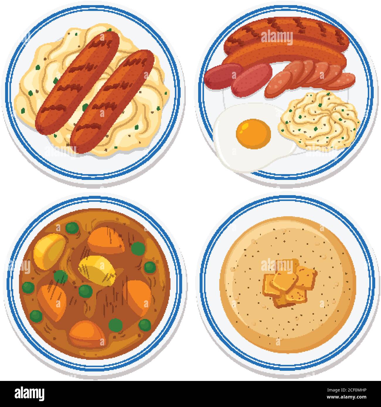 Aerial view of food on plate illustration Stock Vector Image & Art - Alamy